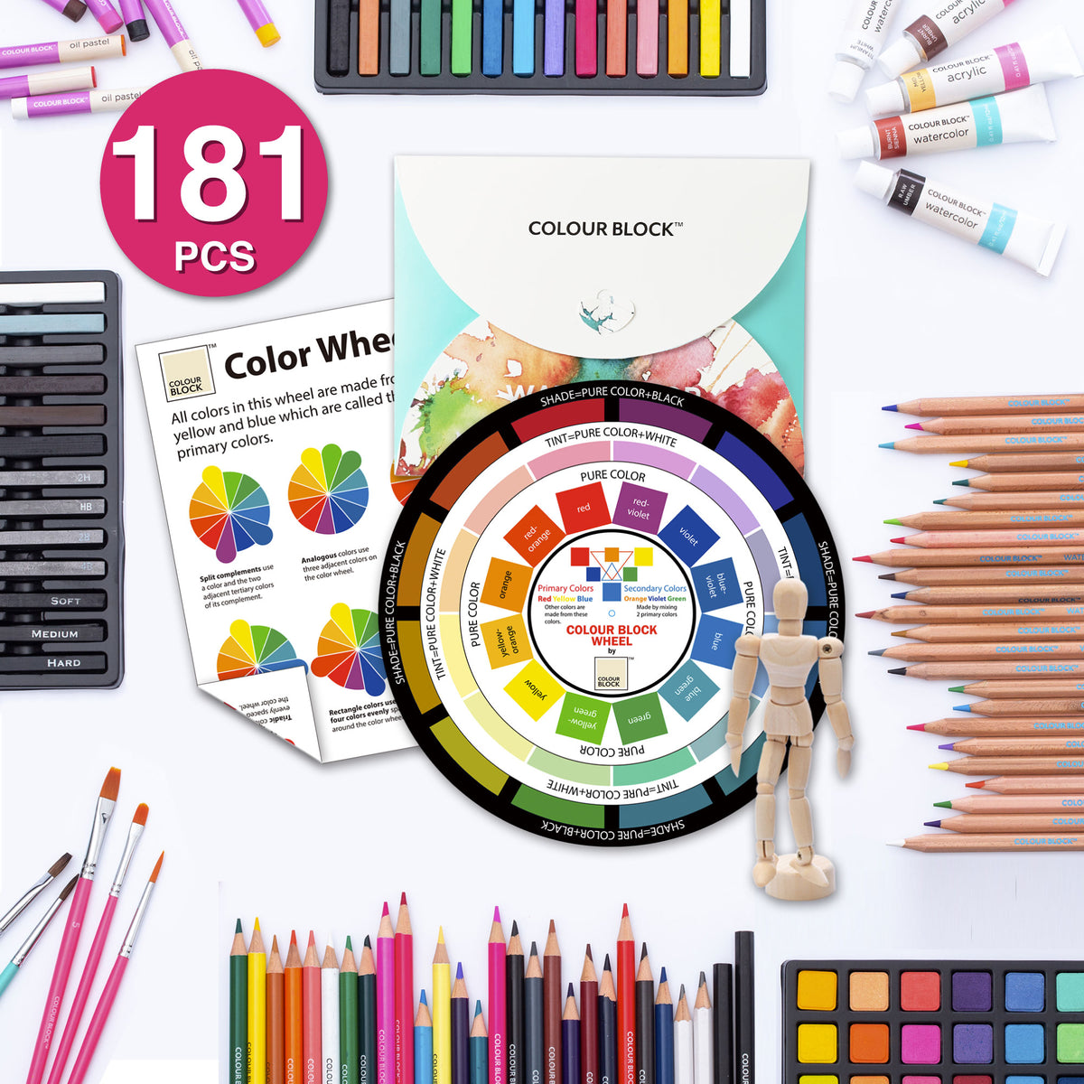 Colour Block Mixed Media Art Set - 181pc (PU Box)