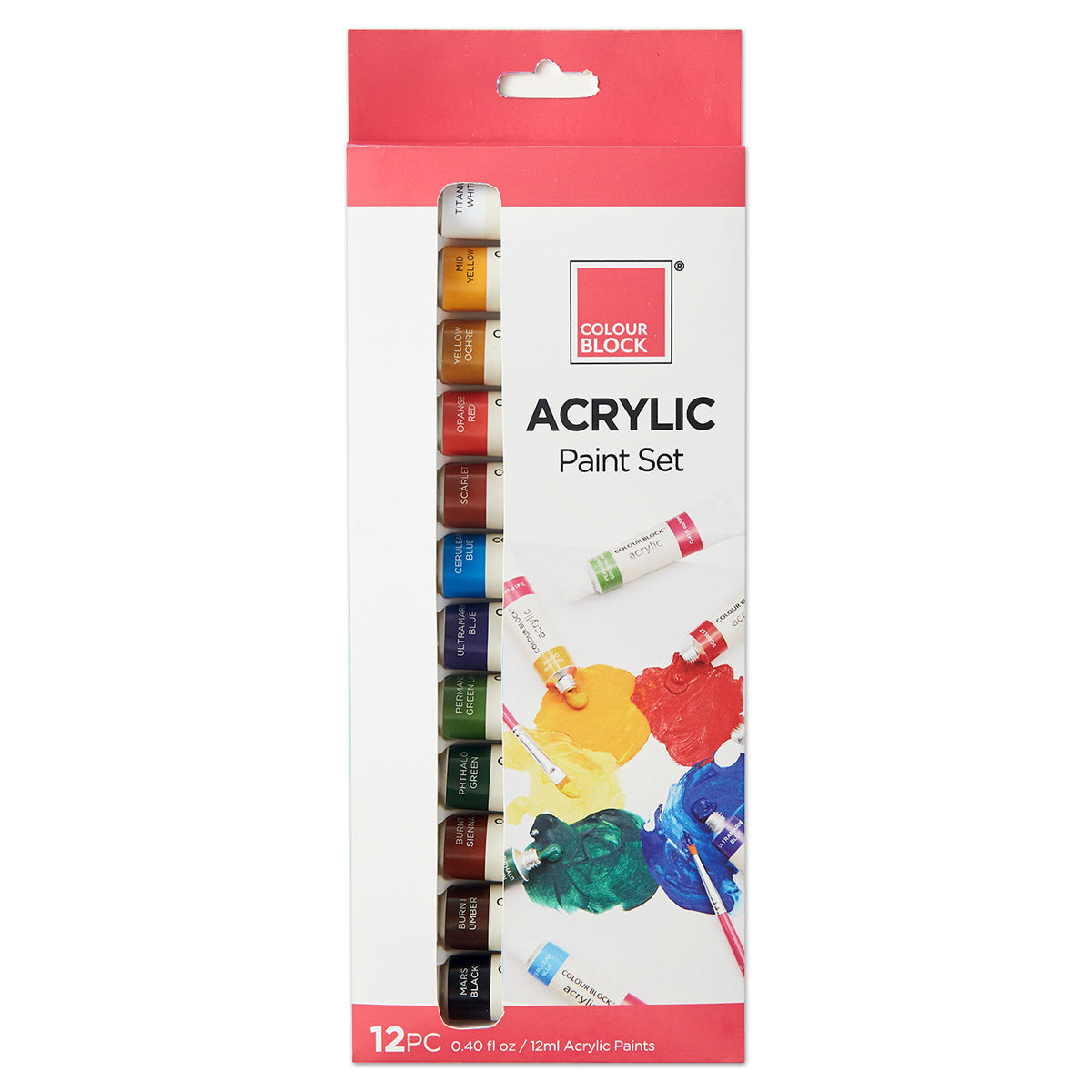 Colour Block Acrylic Paint Set - 12pc