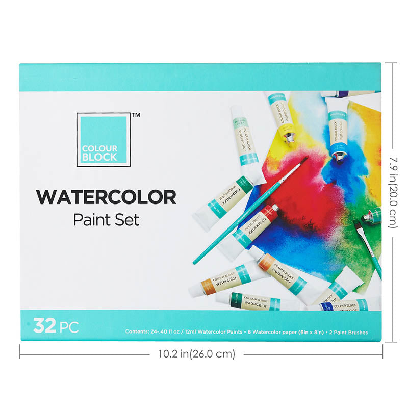 Colour Block Watercolor Paint Set - 32pc